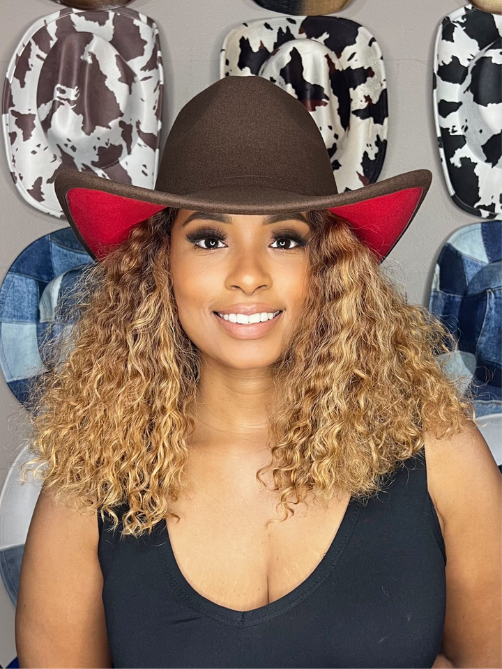 60cm XL and 58cm M/L. Red Bottom Cowboy Style Hat Unisex